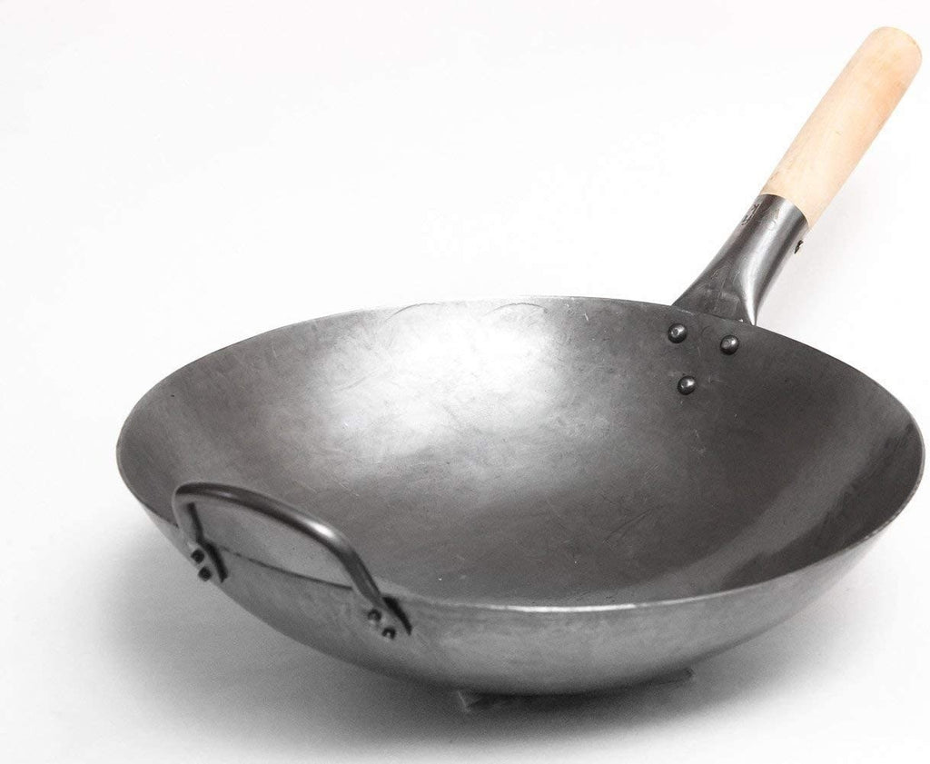 Carbon Steel Wok with Rounded Base & Wooden Handle 14in | Scope Online ...