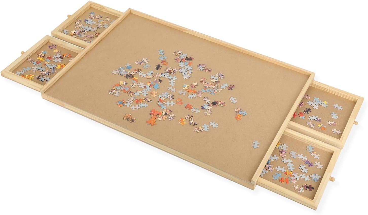Jigsaw Puzzle Table 4 Drawers Sliding Storage Fits up to 1000 Pieces R