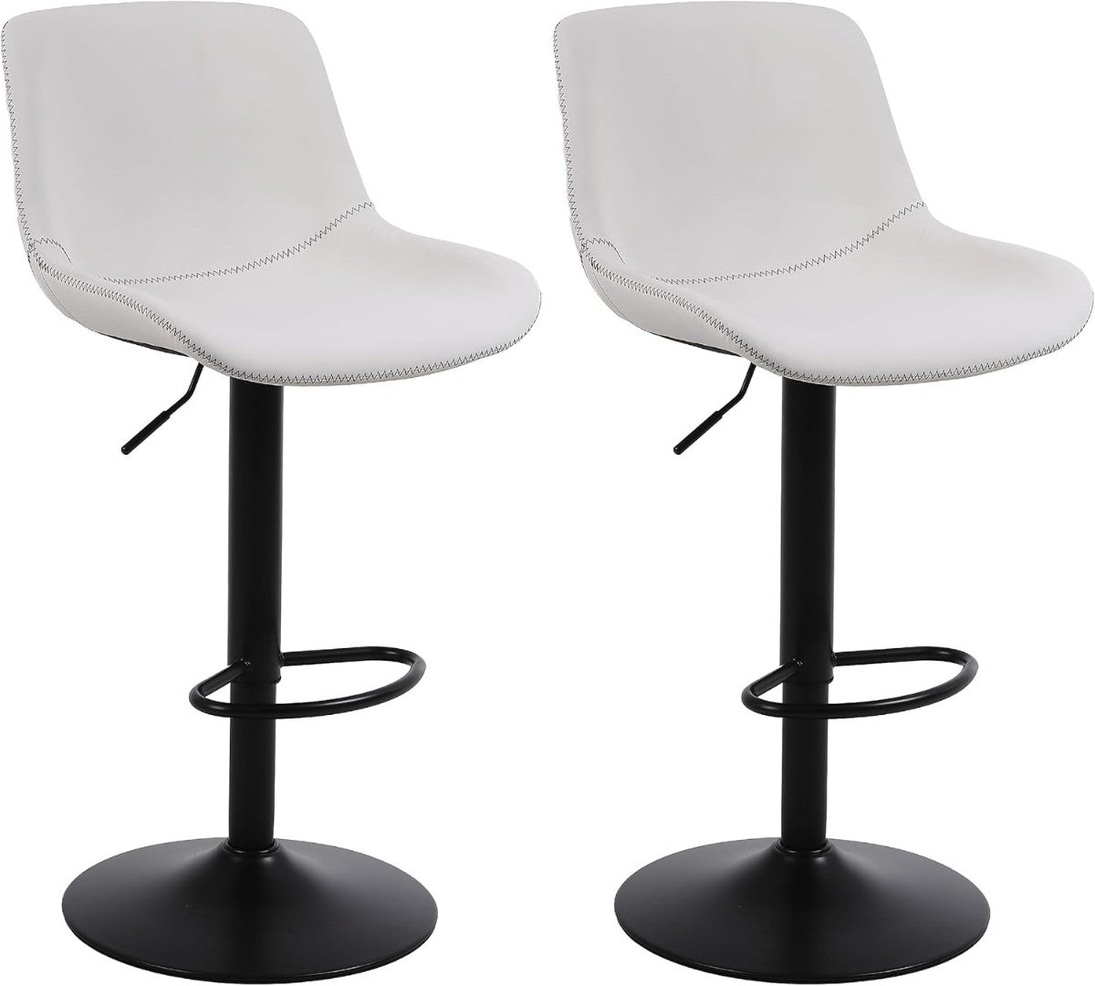 Set of 2 Swivel Bar Stools with Back & Foot Rest White | Disability ...