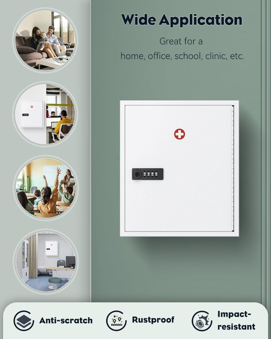 Wall Mounted Medicine Cabinet with Combination Lock White | Scope ...