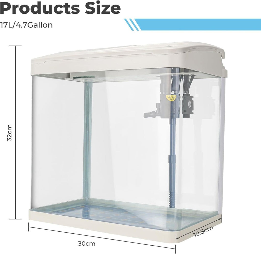 Fish Tank Glass Aquarium with Filter System & LEDs 17L White | Scope ...