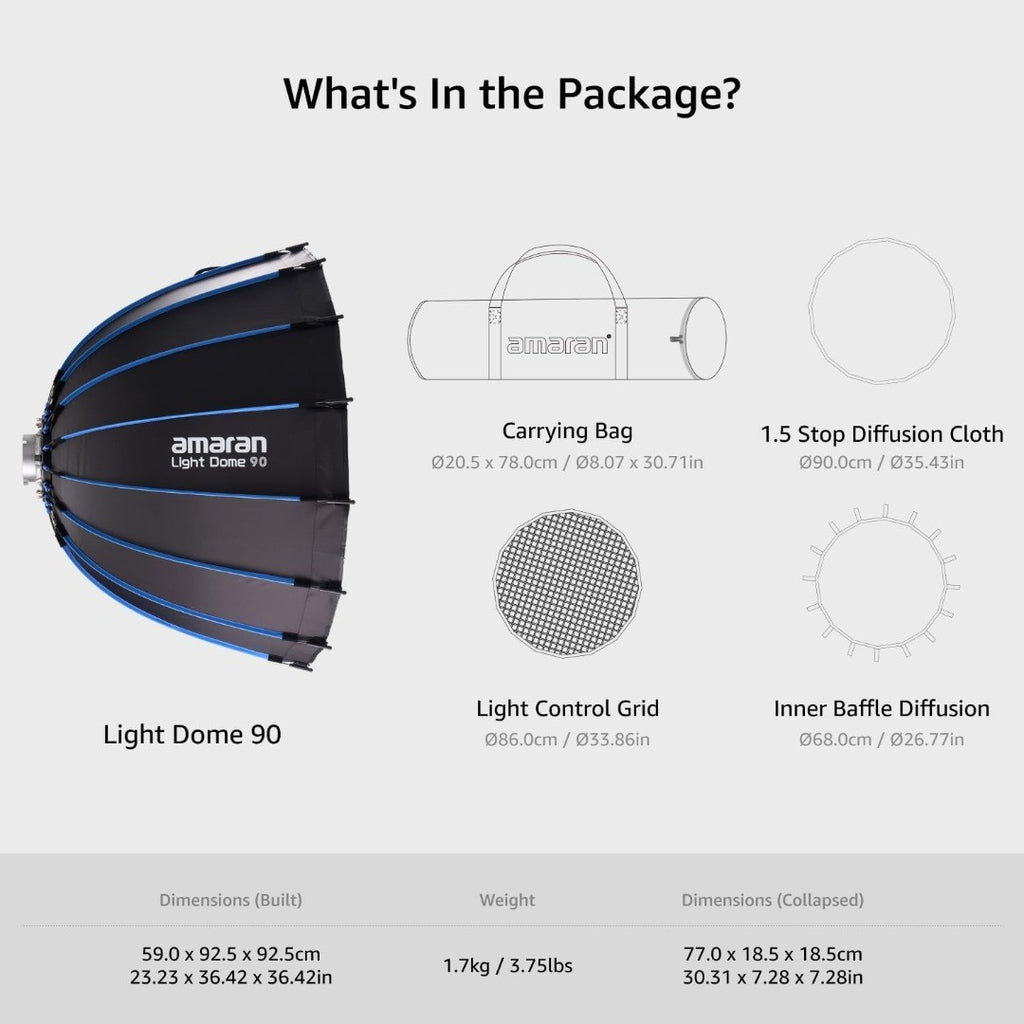AMARAN Light Dome 90 Circular Softbox Bowens Mount 90cm | Scope Online ...