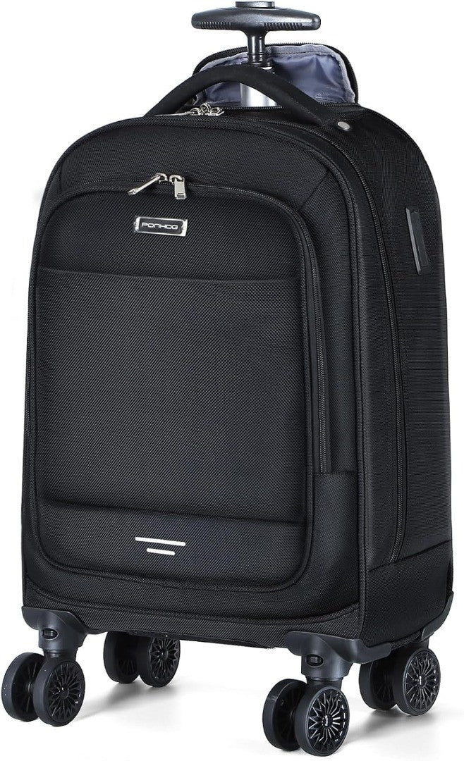 Travel Laptop Backpack with Detachable Spinner Wheels Black ...