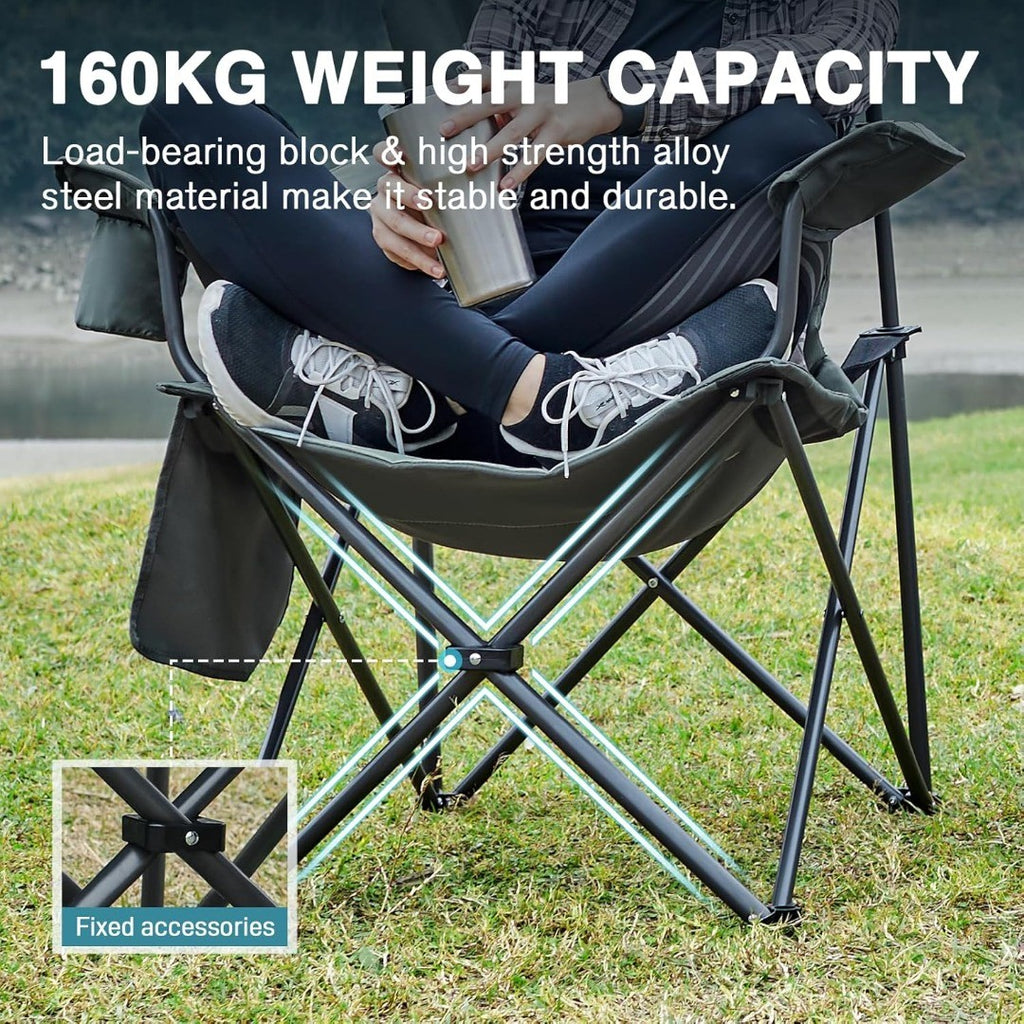 EVER ADVANCED Heavy Duty Folding Camping Chair Green/Grey | Scope ...