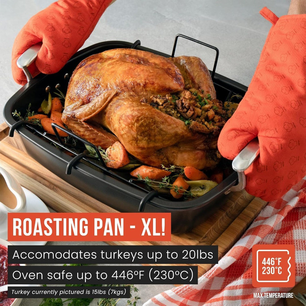 CHEF POMODORO Deluxe Roasting Tin with U-Rack Extra Large | Scope ...