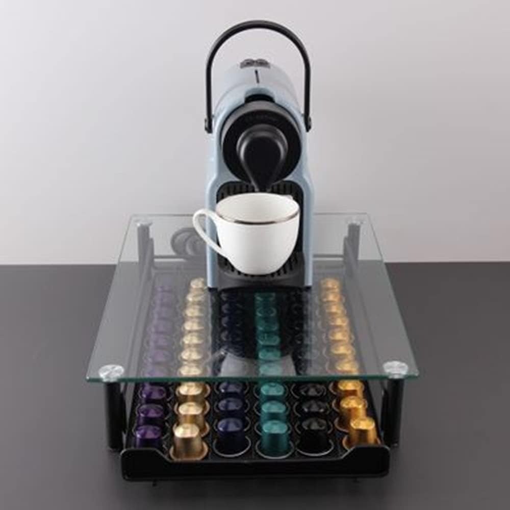Glass Coffee Machine Shelf with Storage for 60 Pods | Scope Online ...
