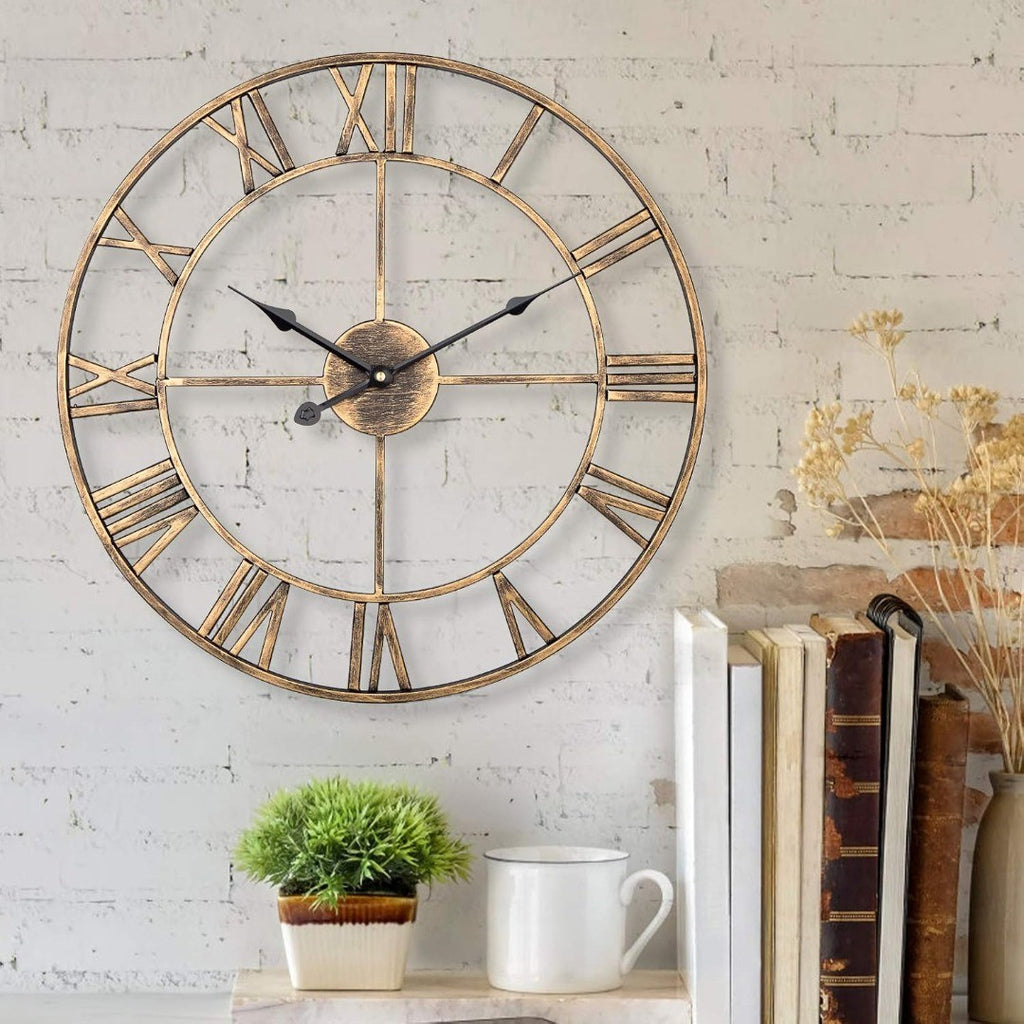 Vintage Style Wall Clock 40cm Gold | Scope Online Charity Shop