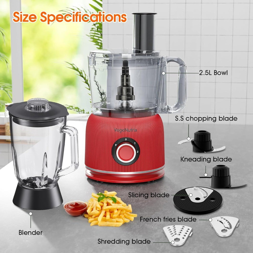 VEGENUTRIX Food Processor & Blender Combo 2.5L 1500W Red | Scope Online ...