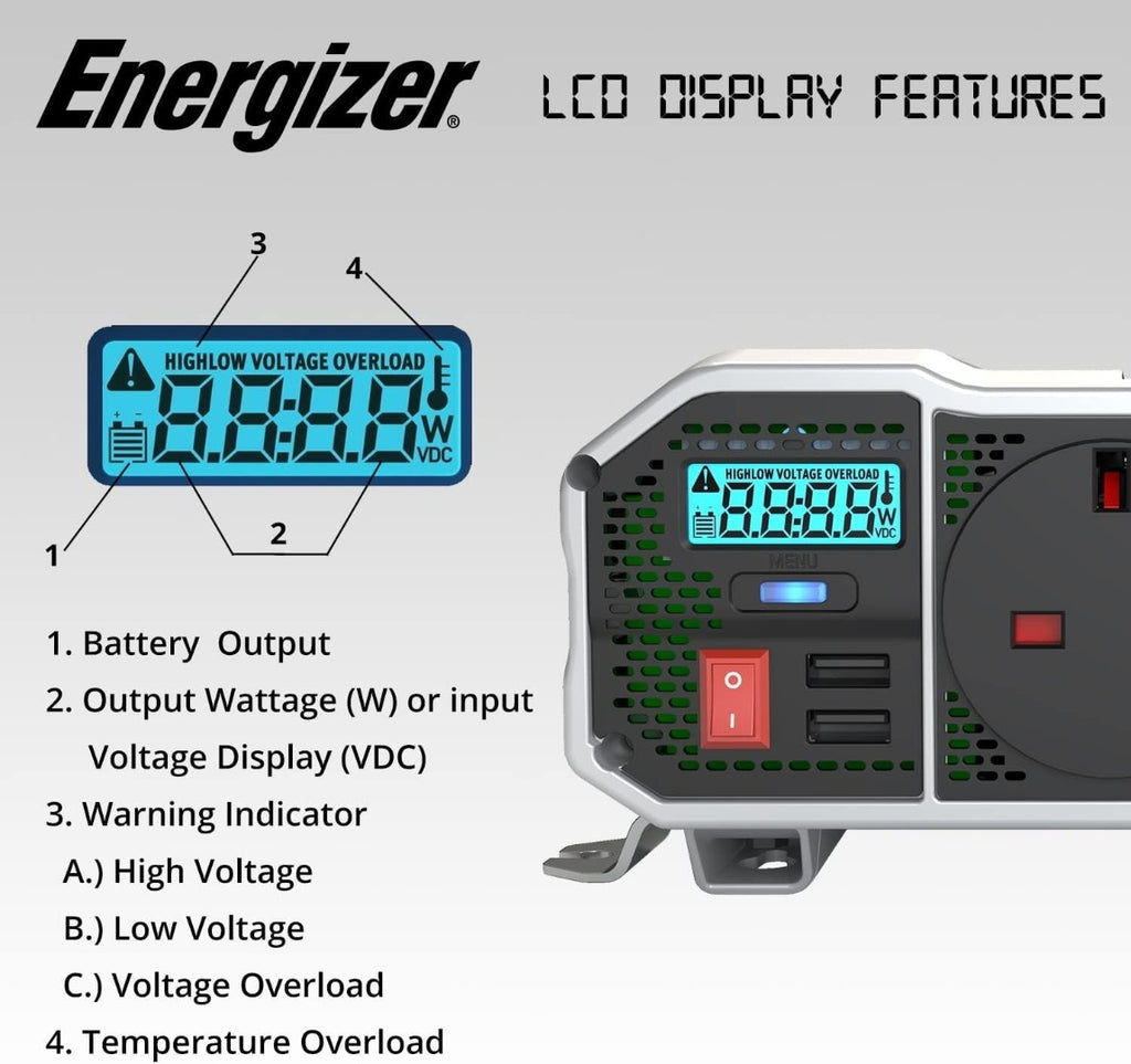 ENERGIZER Car Power Inverter 2000W 12V to 230V Pure Sine Wave | Scope ...