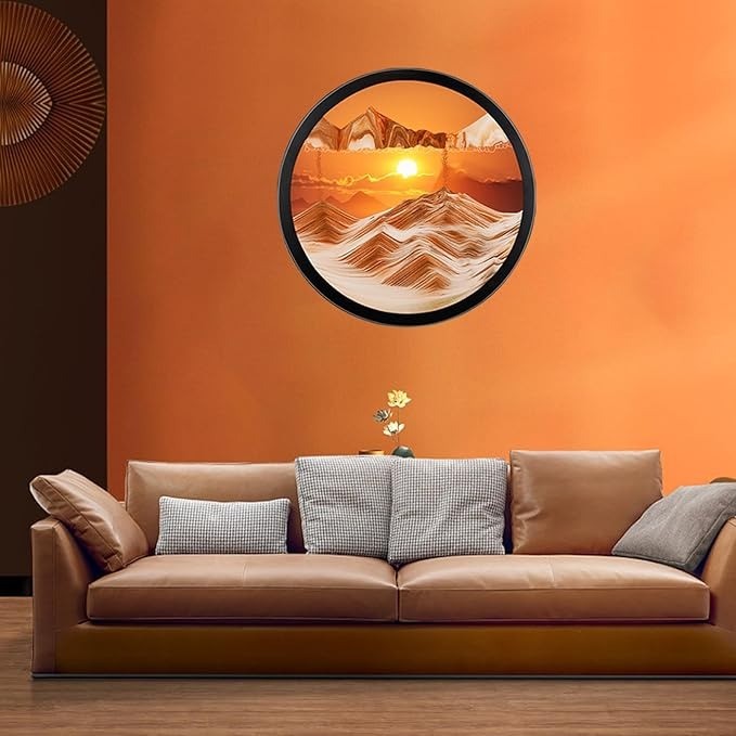 Moving Sand Art Picture with Round Frame 60cm Orange/Yellow | Scope ...