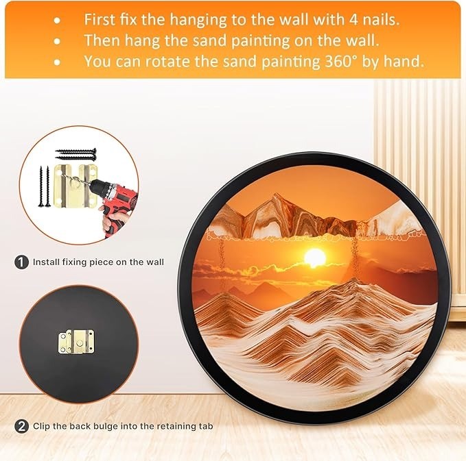 Moving Sand Art Picture with Round Frame 60cm Orange/Yellow | Scope ...