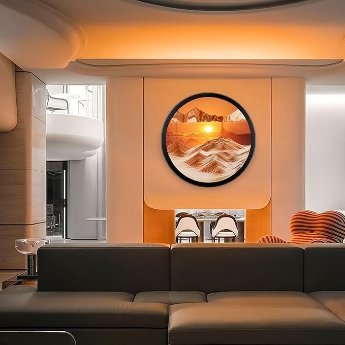 Moving Sand Art Picture with Round Frame 60cm Orange/Yellow | Scope ...