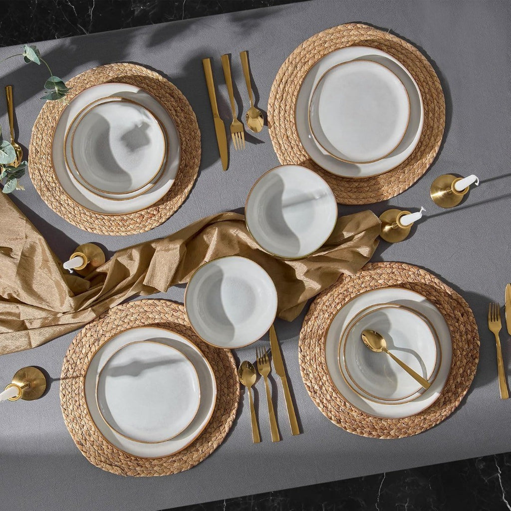 HOMIKIT 12-Piece Stoneware Dinner Set for 4 Cappuccino White | Scope ...